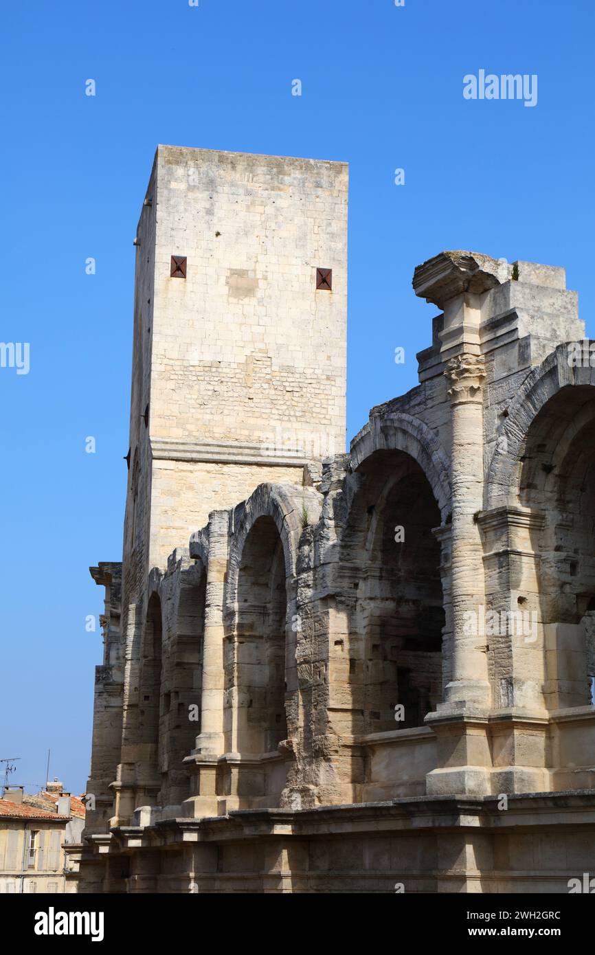 Arles town in Provence, France. UNESCO world heritage site - ancient ...