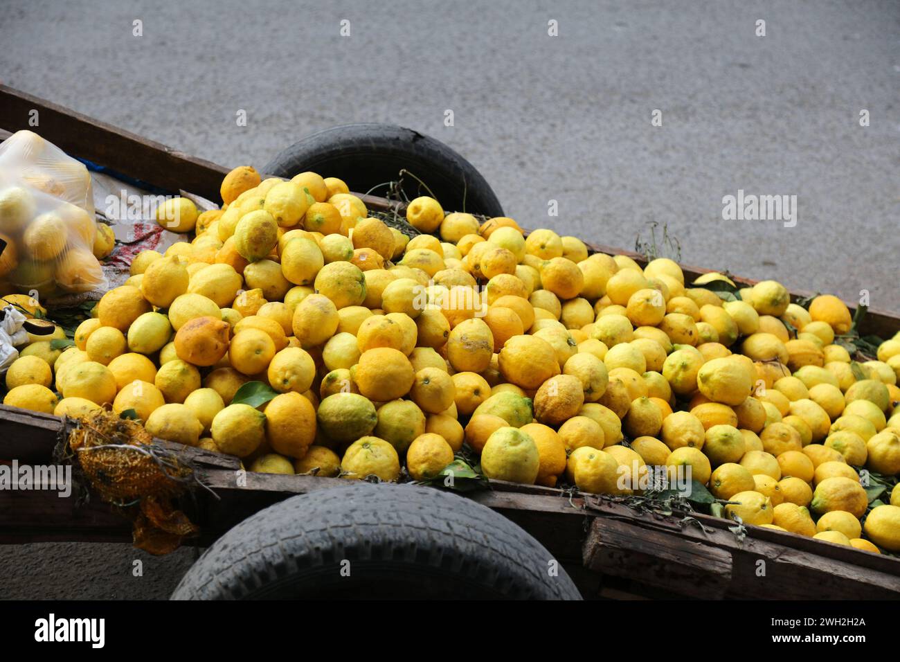 Lemon vendor cart in Casablanca, biggest city in Morocco. Food market ...