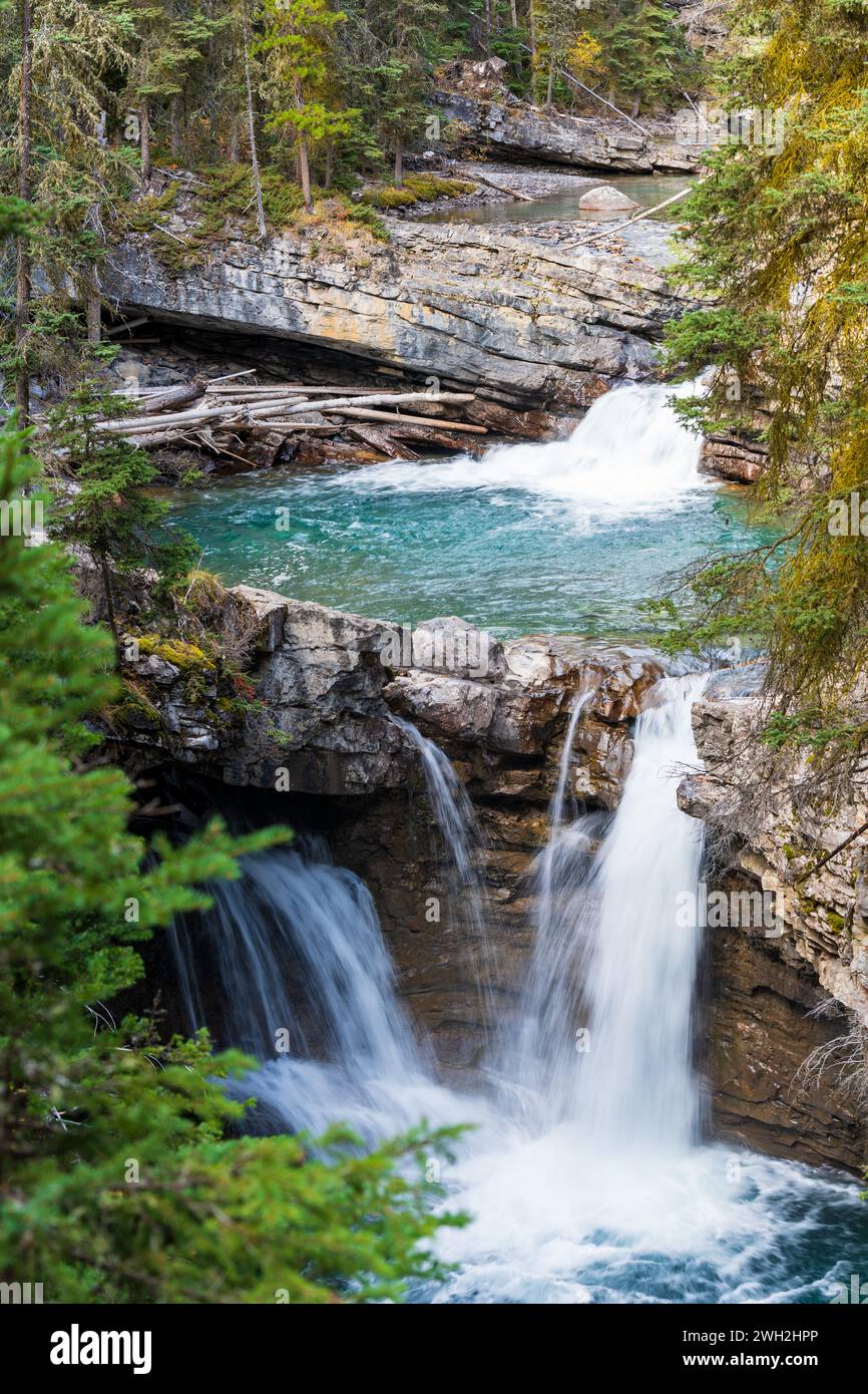 Waterfall in Johnston Canyon, Banff National Park, Canadian Rockies ...