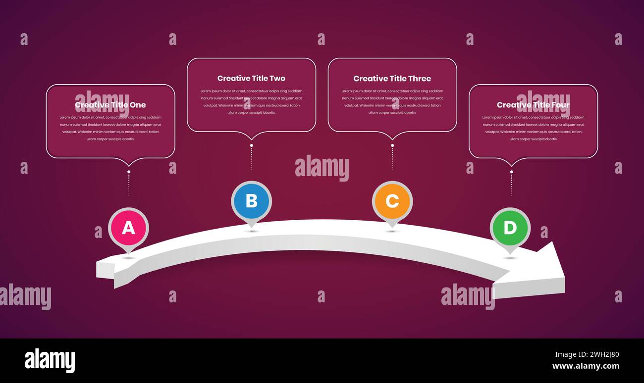 Four steps business data presentation infographic template with 3d arrow Stock Vector Image ...