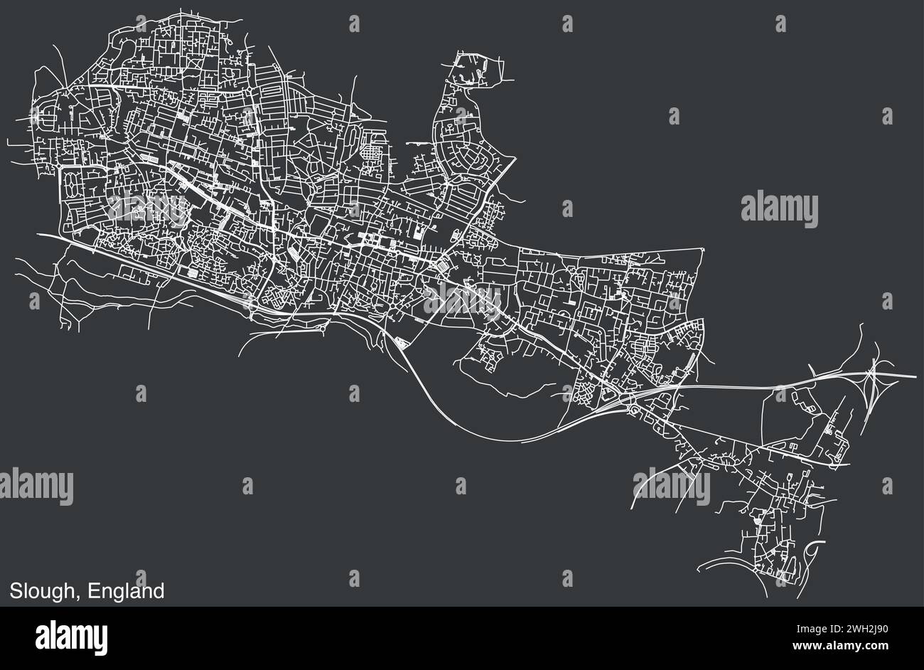 Street roads map of the British city of SLOUGH, ENGLAND Stock Vector ...