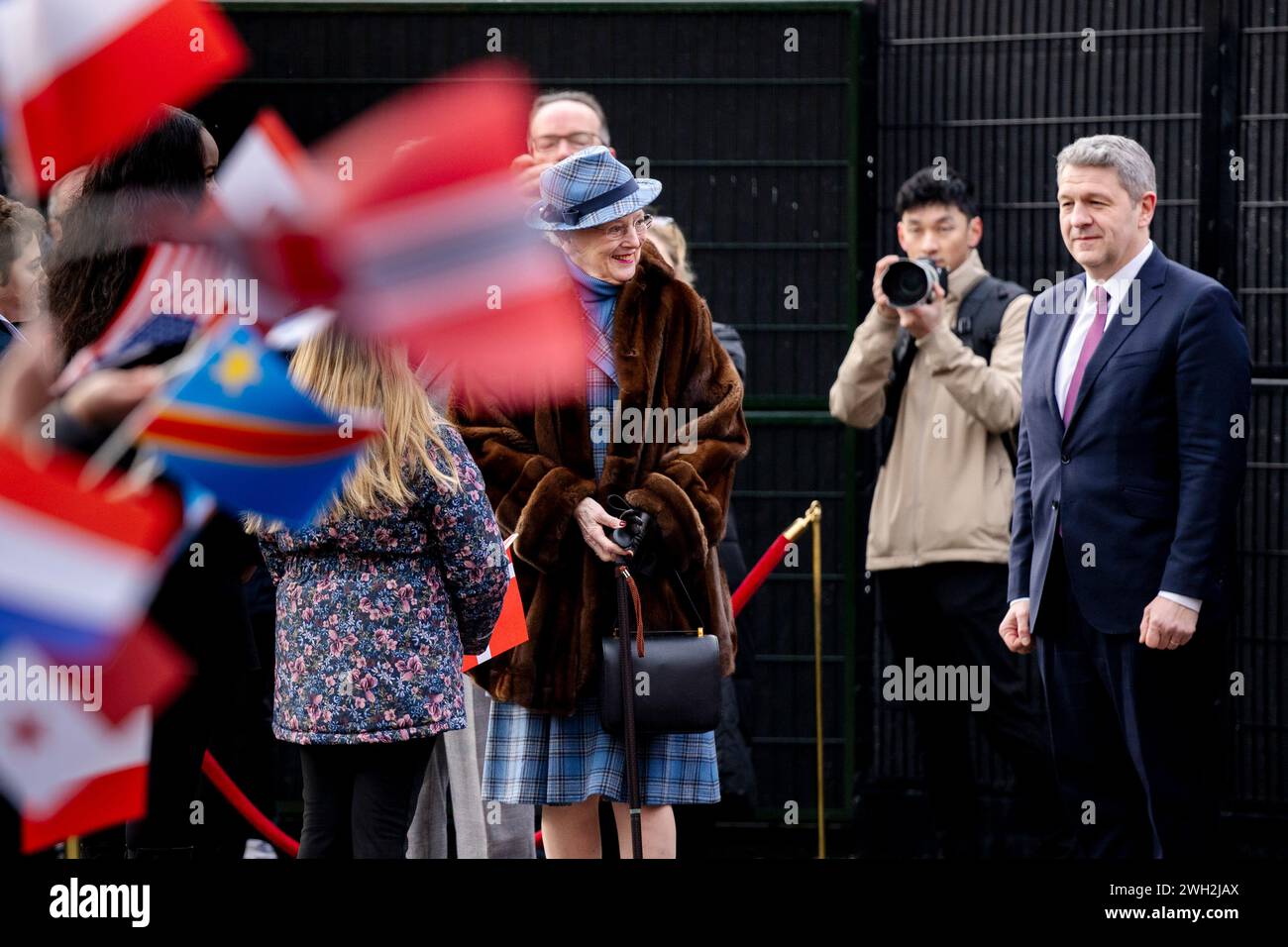 Queen Margrethe arrives together with the French ambassador to Denmark ...