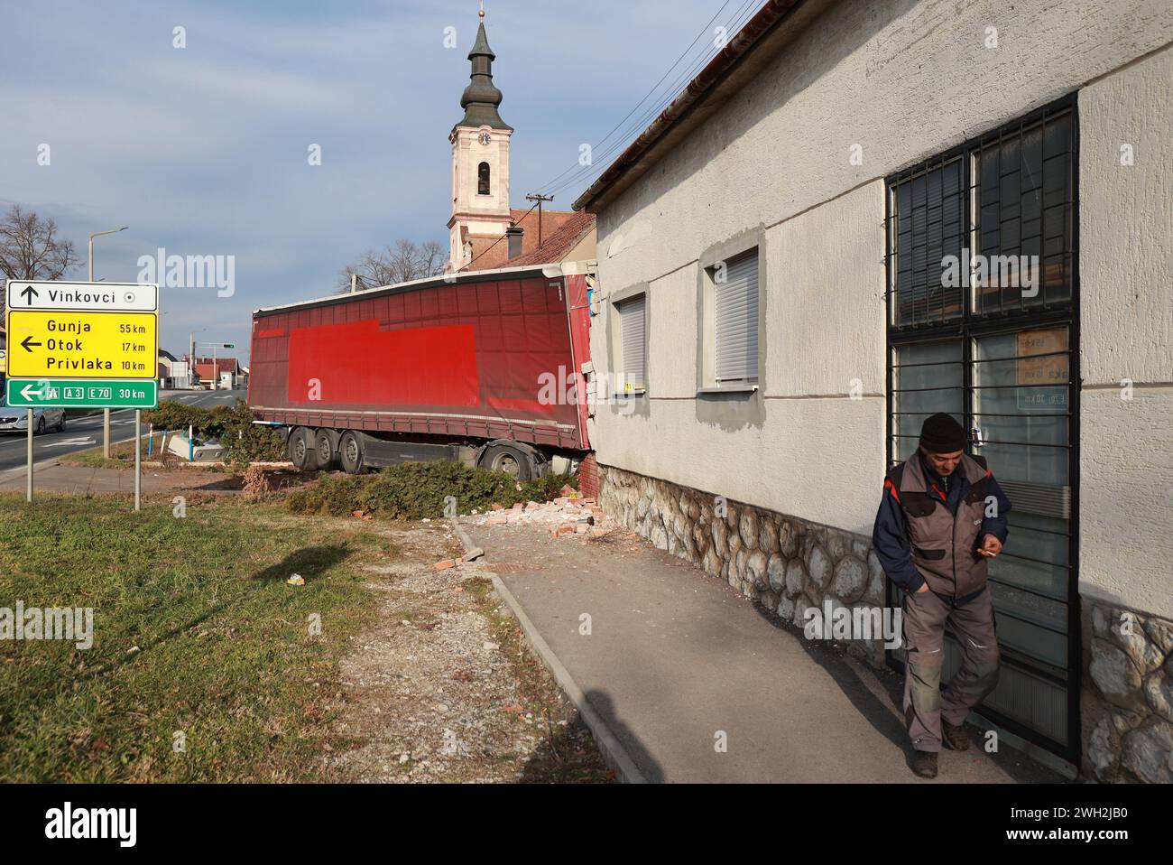 Mirkovci, Croatia. 07th Feb, 2024. Two people were injured in a traffic ...
