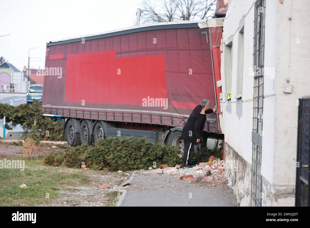 Mirkovci, Croatia. 07th Feb, 2024. Two people were injured in a traffic ...