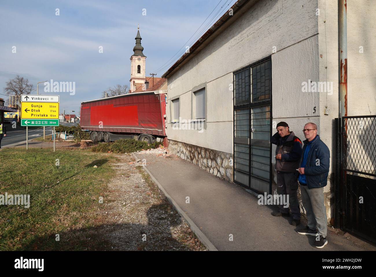 Mirkovci, Croatia. 07th Feb, 2024. Two people were injured in a traffic ...