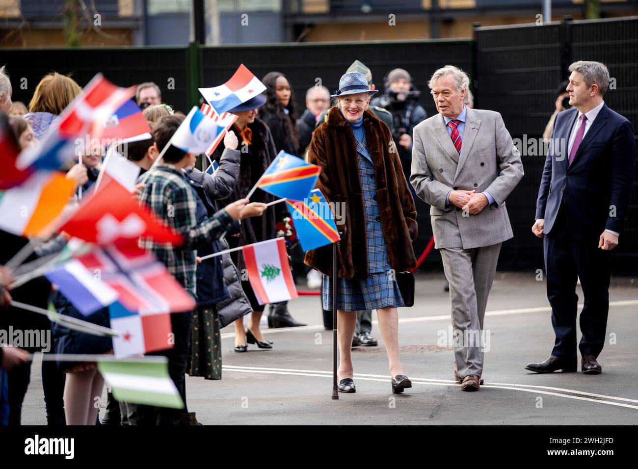 Queen Margrethe arrives together with the French ambassador to Denmark ...
