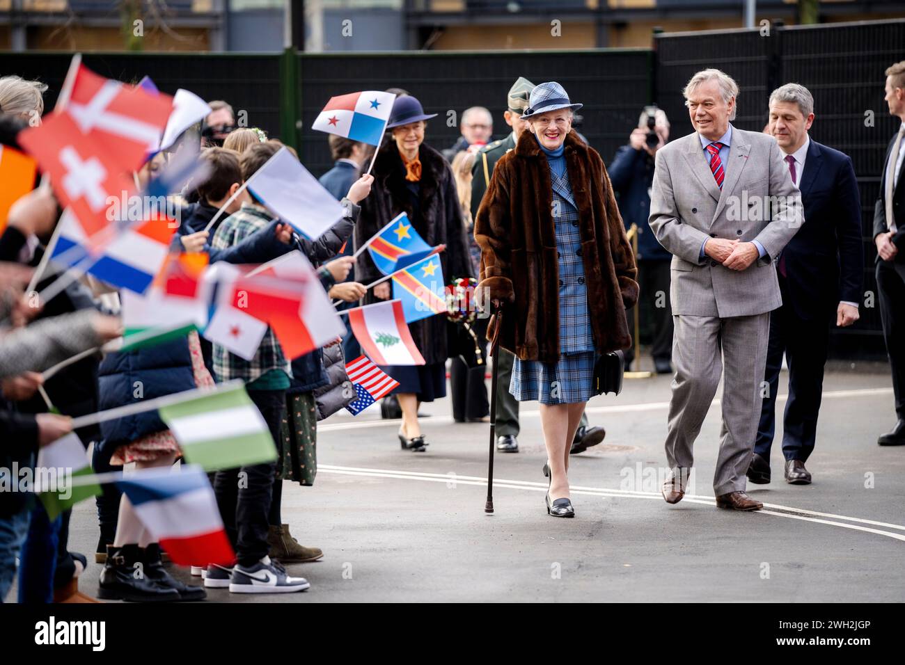 Queen Margrethe arrives together with the French ambassador to Denmark ...