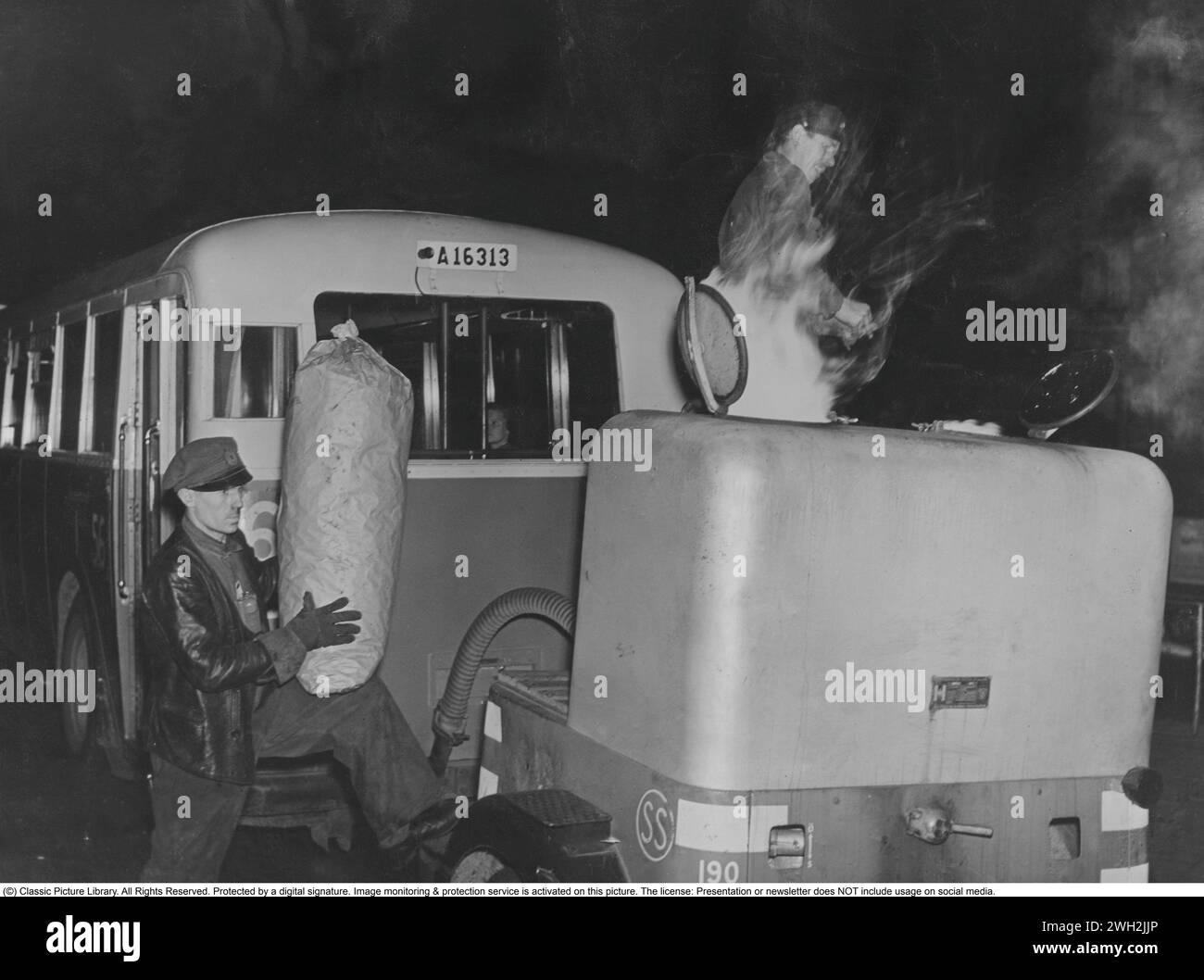 Wood gas in the 1940s. A typical feature during the years during the ...