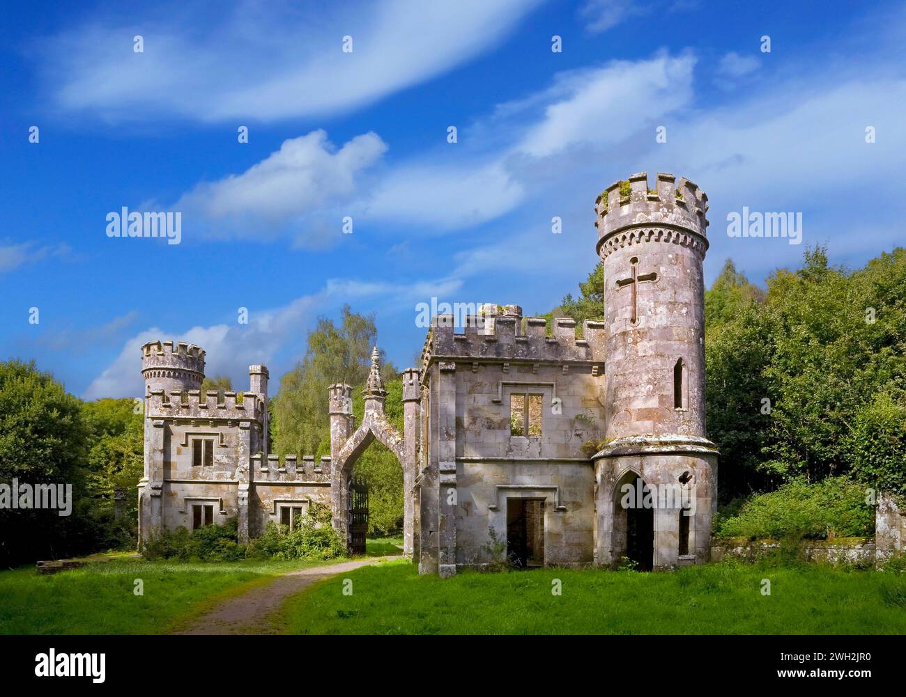 The 19th-century Todor Gothic gatehouse folly on the Ballysaggartmore ...