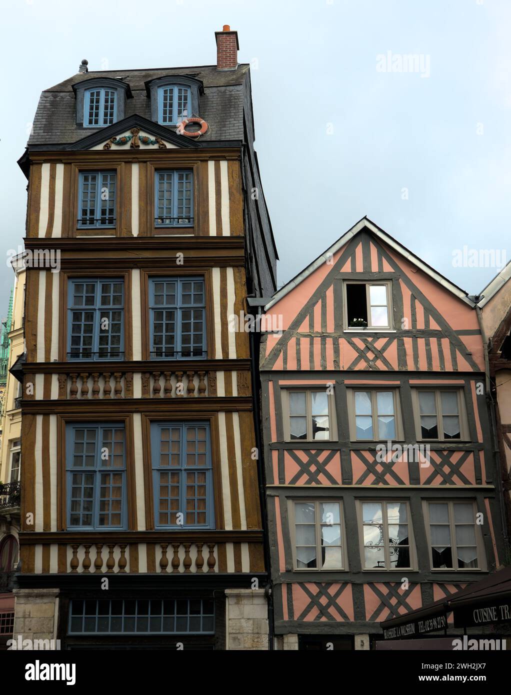 Normandy half-timbered houses, typical of the streets of Rouen Stock ...