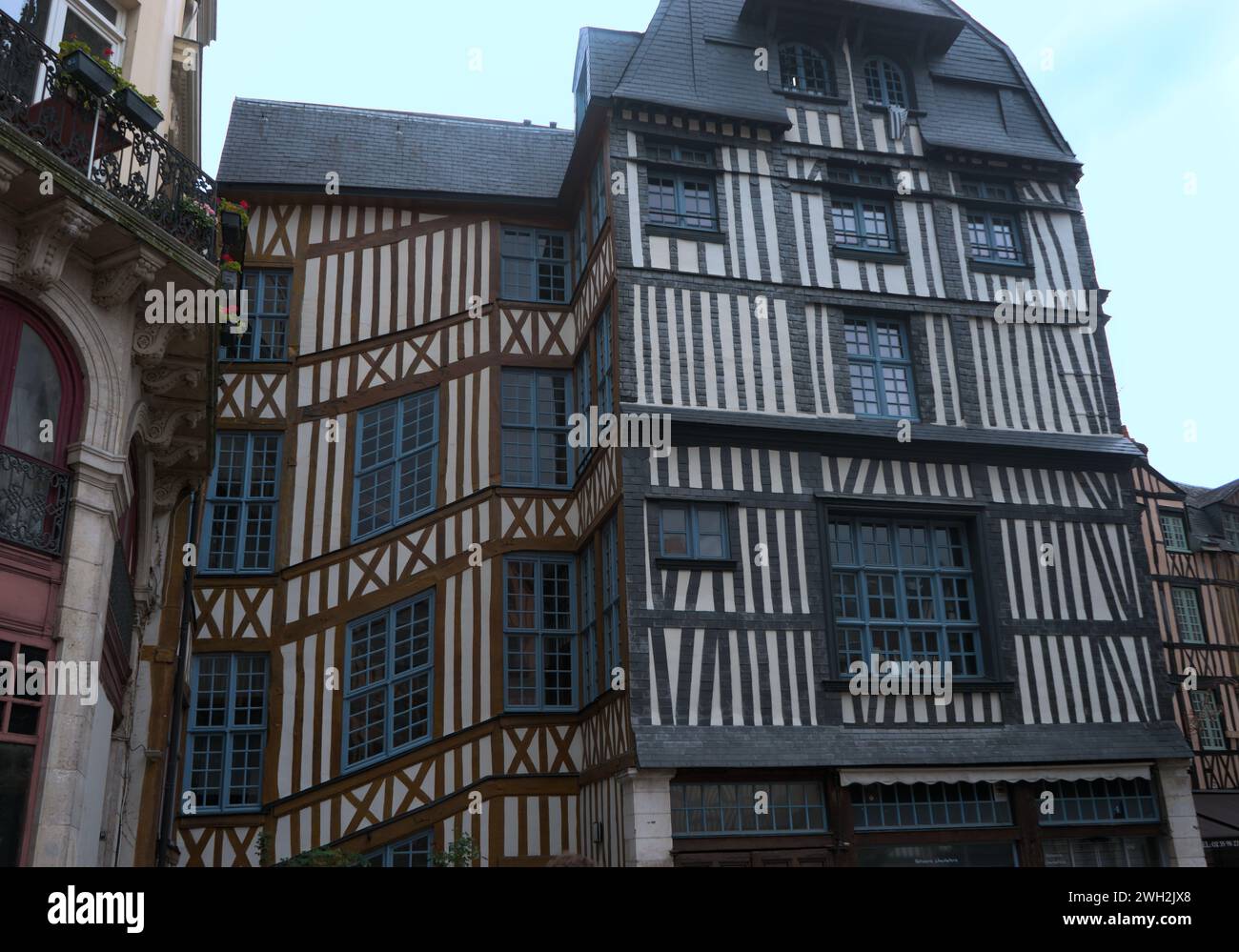 Normandy half-timbered houses, typical of the streets of Rouen Stock ...