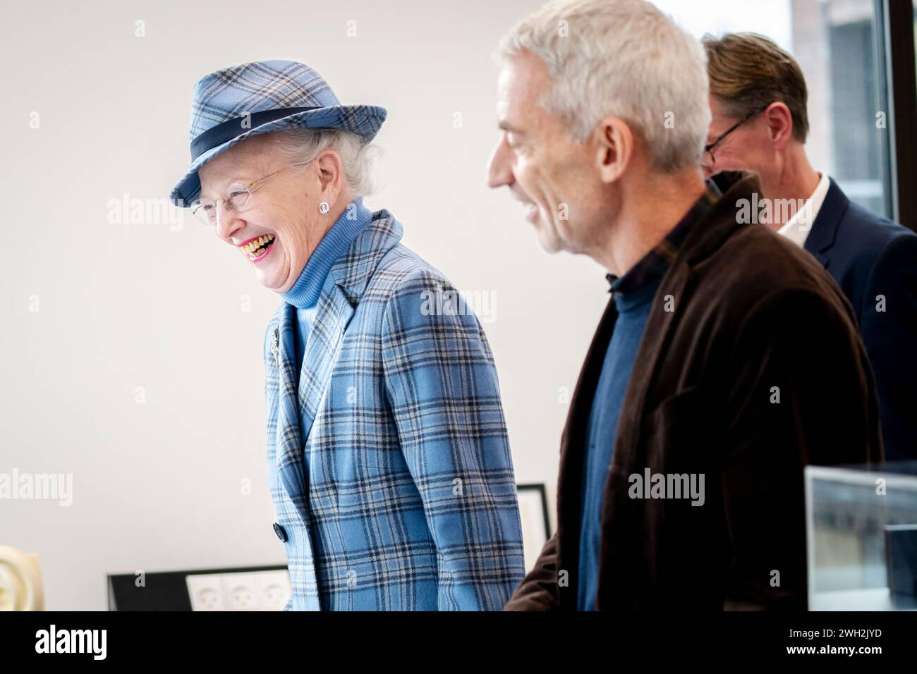 Queen Margrethe greets architects Nils Holscher and Lars Overbeck and ...