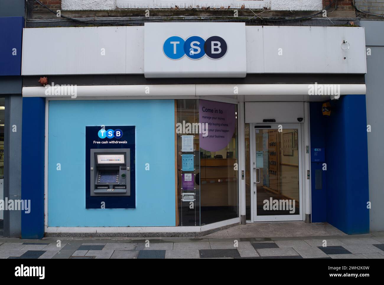 Slough, UK. 7th February, 2024. A TSB bank in Slough High Street ...