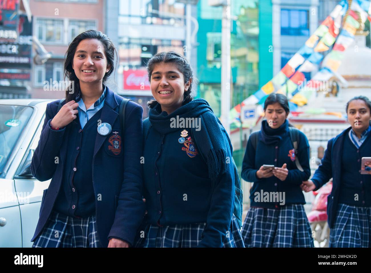 Kathmandu, Nepal- April 20,2023 : High school students dressed in ...