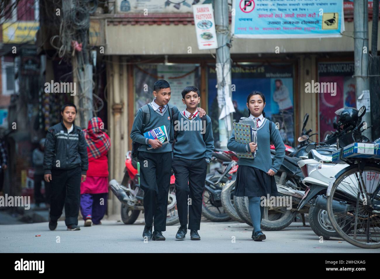 Kathmandu, Nepal- April 20,2023 : High school students dressed in ...
