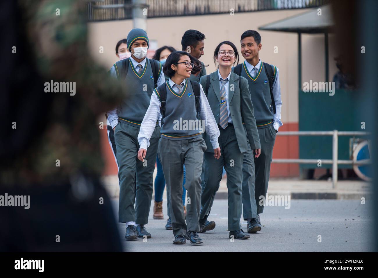 Kathmandu, Nepal- April 20,2023 : High school students dressed in ...