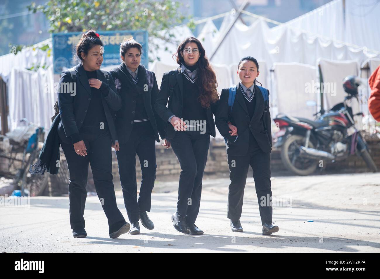 Kathmandu, Nepal- April 20,2023 : High school students dressed in ...