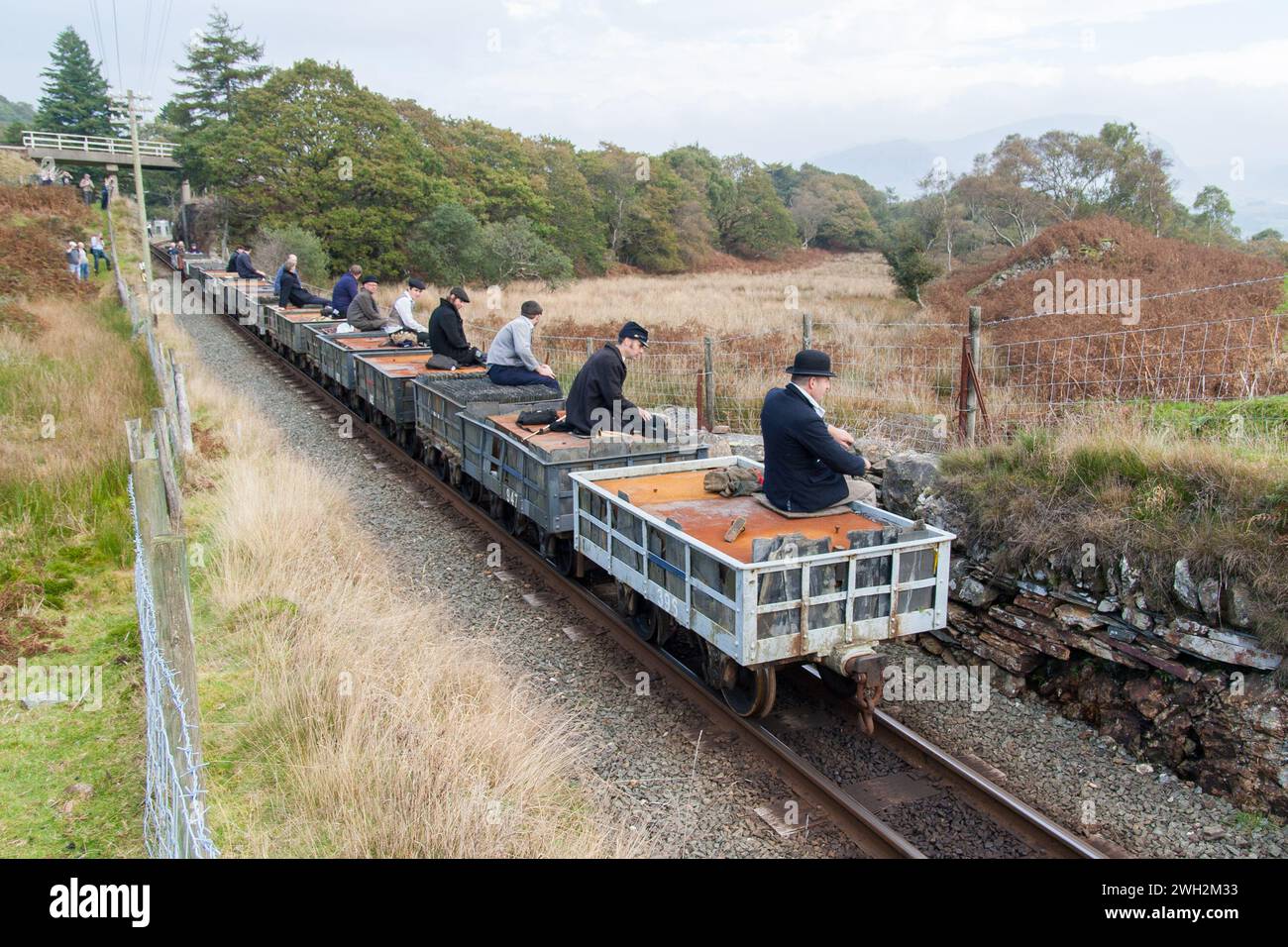 A gravity slate train at Dduallt, Wales Stock Photo - Alamy