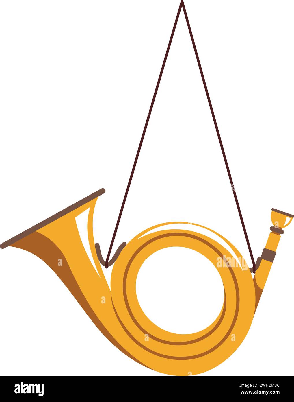 Traditional Hunting Bugle Isolated Icon in Flat Style Stock Vector ...