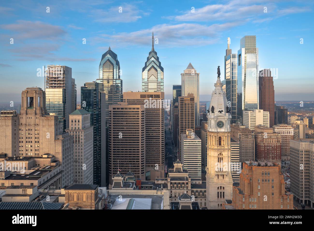 Philadelphia, Pennsylvania, USA downtown city skyline at dusk Stock ...
