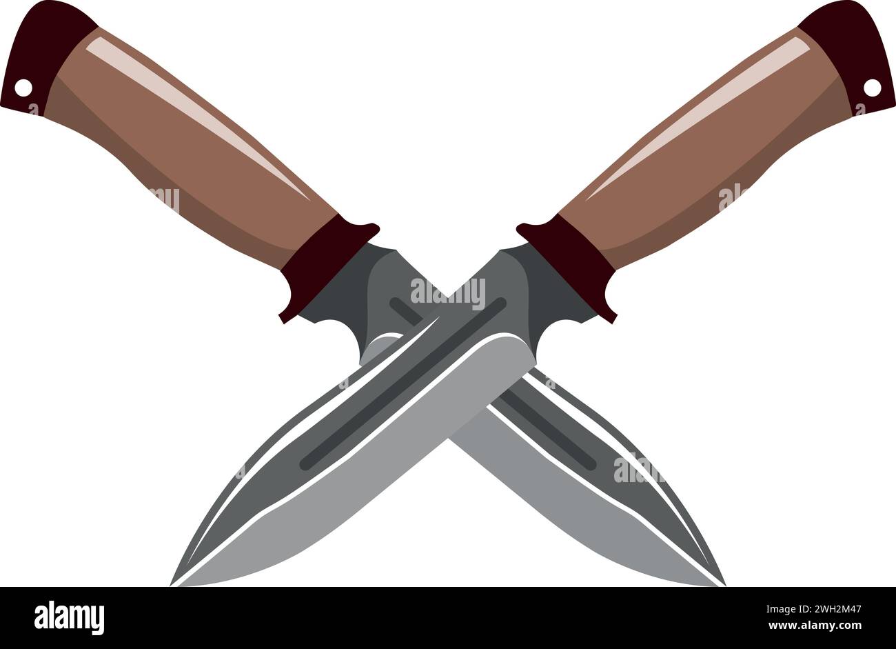 Crossed Hunting Knife Isolated Icon in Flat Style Stock Vector Image ...