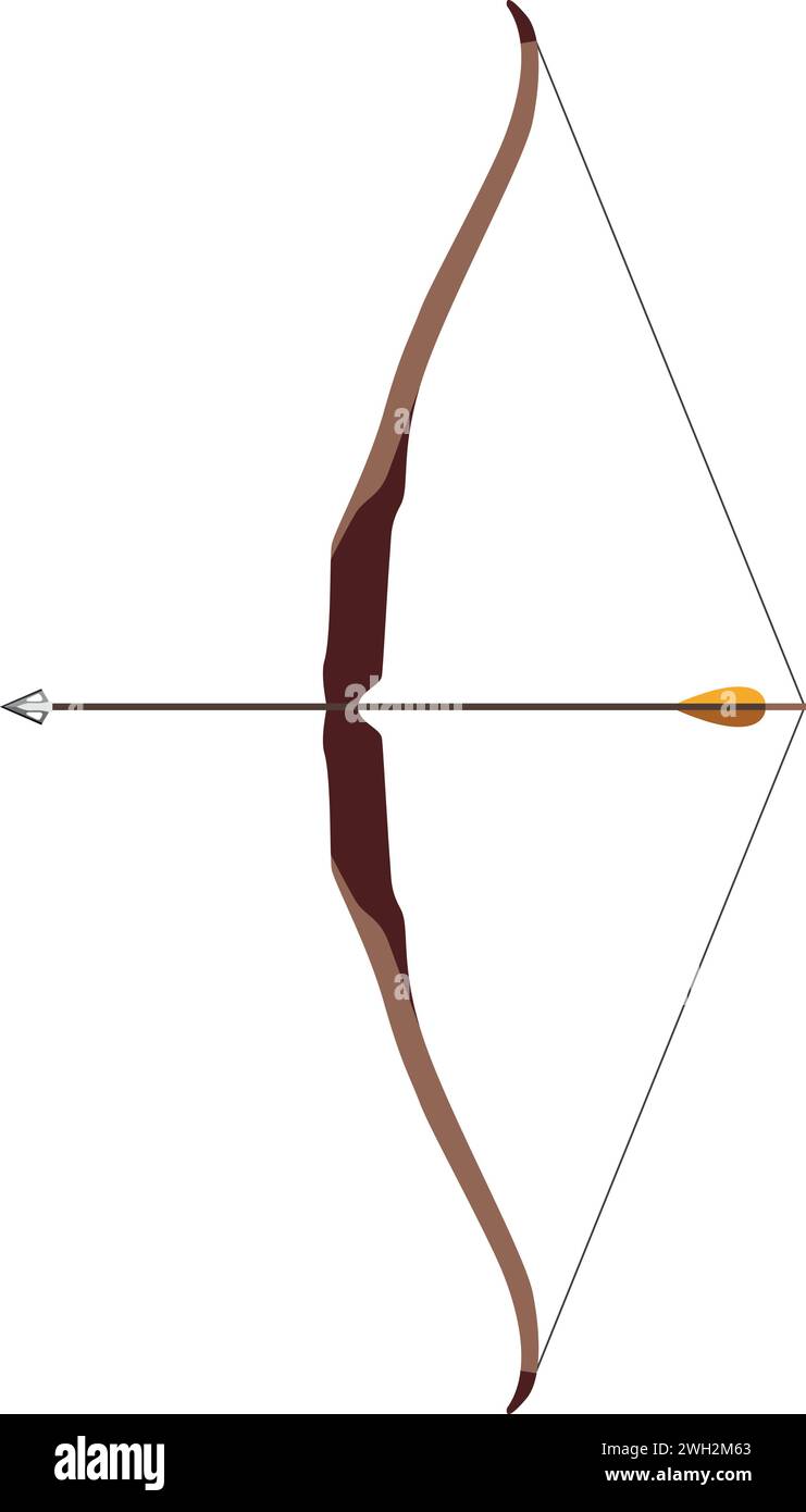Traditional Hunting Wooden Bow with Arrow Isolated Icon in Flat Style ...
