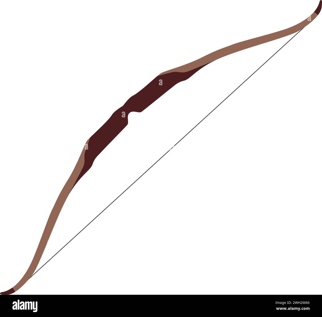 Traditional Hunting Wooden Bow Isolated Icon in Flat Style Stock Vector ...