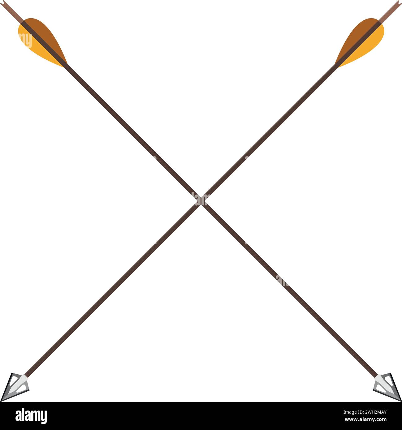 Crossed Traditional Hunting Wooden Arrows with Metal Arrowhead Isolated ...