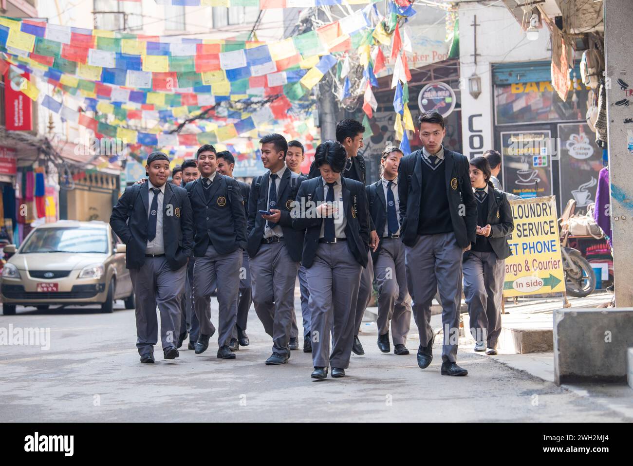 Kathmandu, Nepal- April 20,2023 : High school students dressed in ...