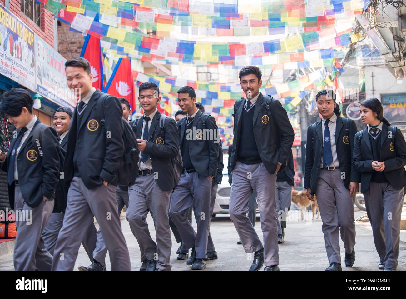 Kathmandu, Nepal- April 20,2023 : High school students dressed in ...