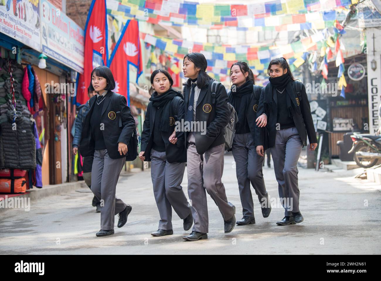 Kathmandu, Nepal- April 20,2023 : High school students dressed in ...