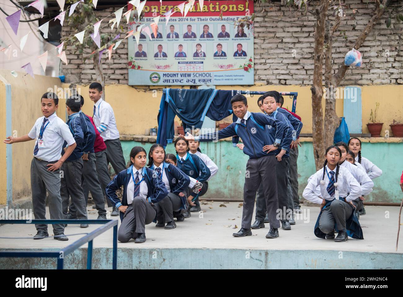 Kathmandu, Nepal- April 20,2023 : High school students dressed in ...