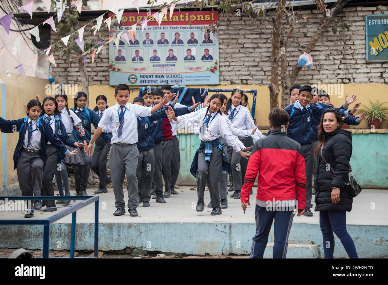 Kathmandu, Nepal- April 20,2023 : High school students dressed in ...