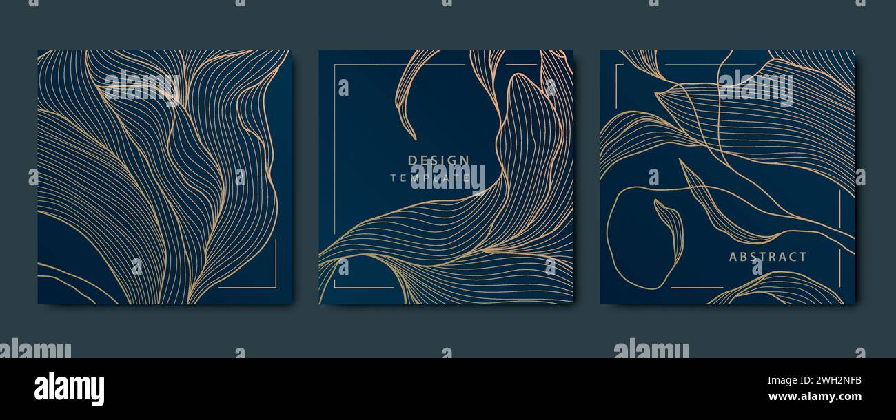 Vector set of gold design floral patterns, leaf modern ornament ...