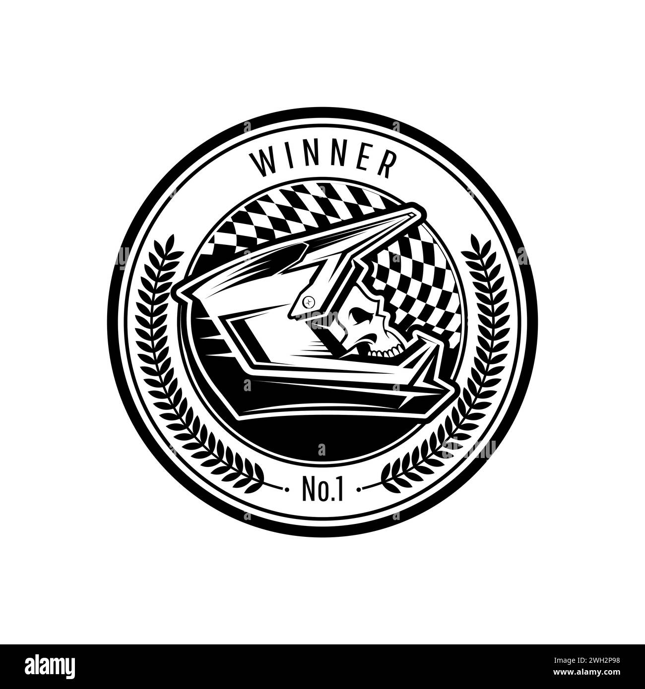 Racing medals for motorsport with a skull racer in helmet. Motocross ...