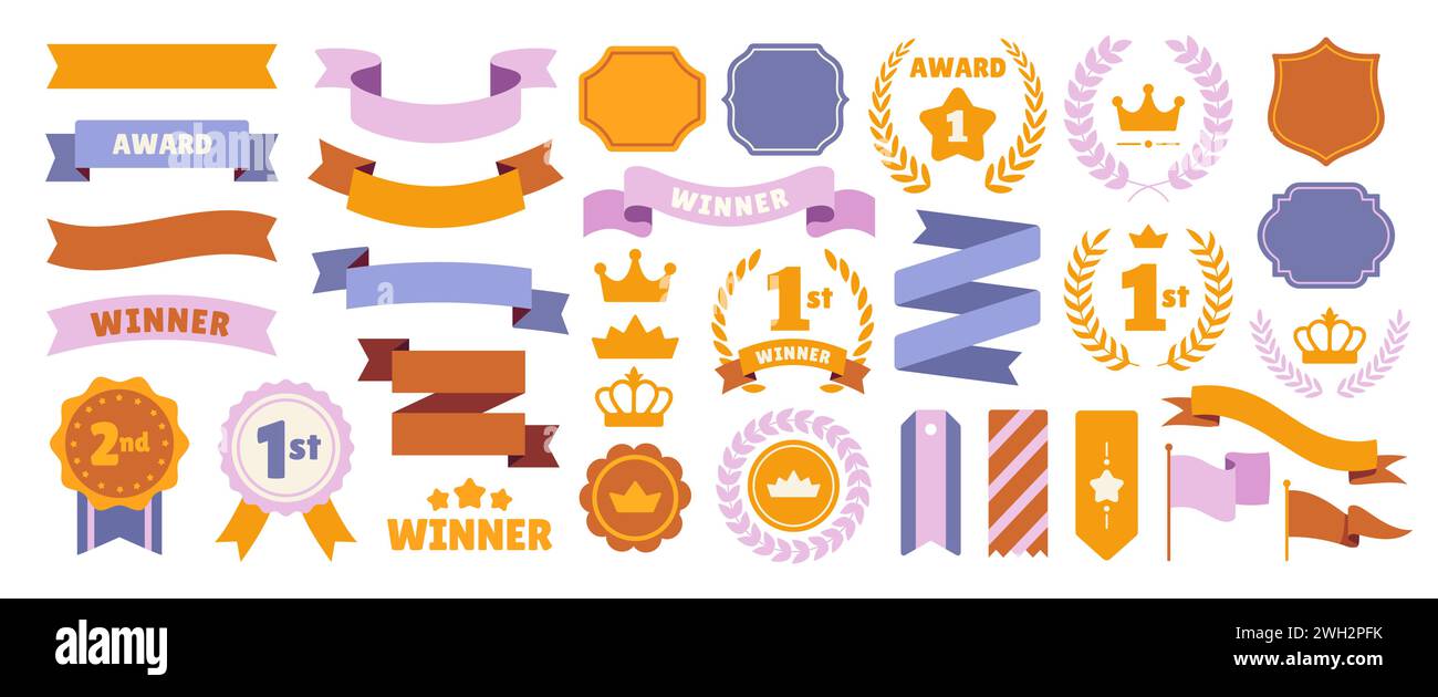 Vector Set of ribbons and awards for winners Stock Vector Image & Art ...