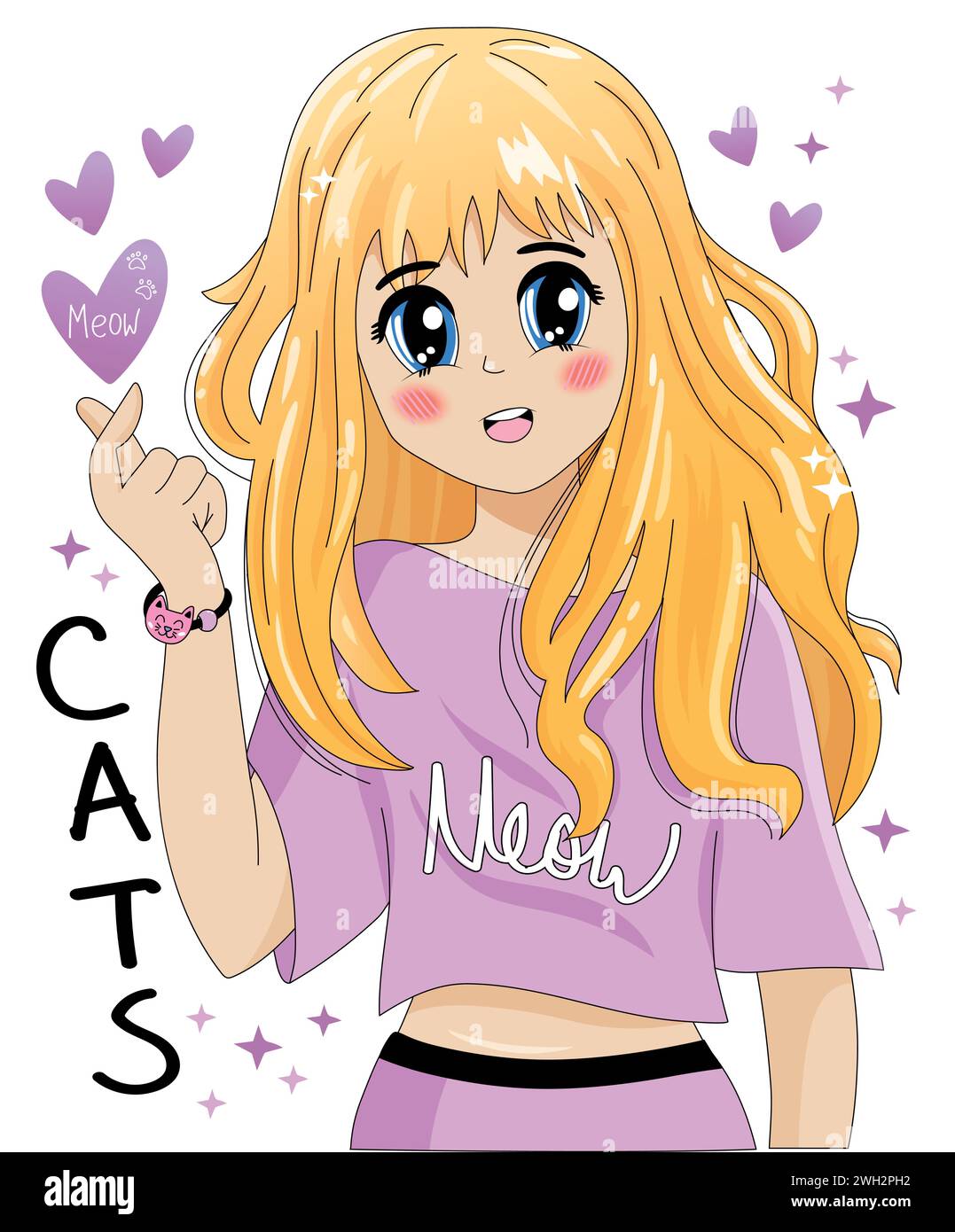 Anime Girl with slogan vector illustration Stock Vector Image & Art - Alamy