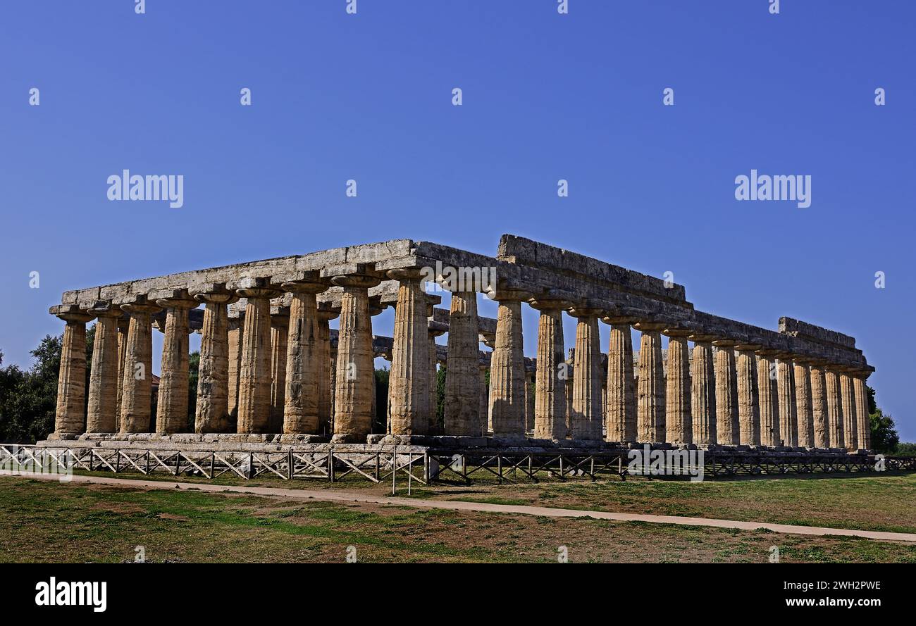 Temple of Hera (aka the Basilica), 530 BC. Paestum is an ancient Greek ...