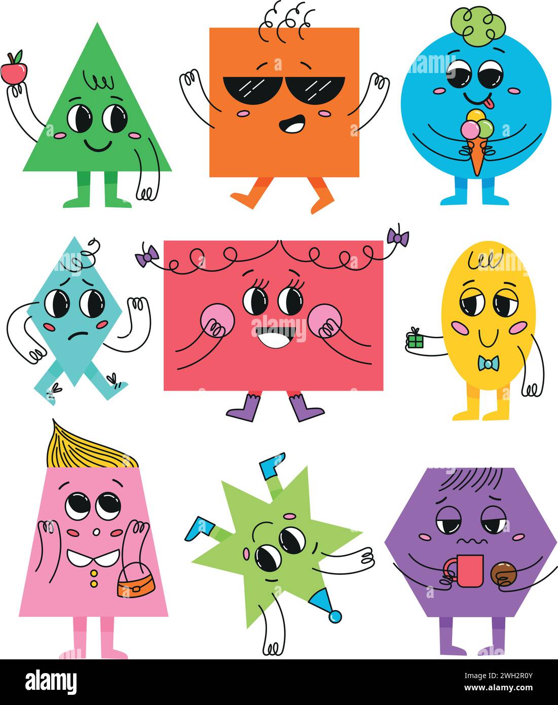 Vector Set of abstract geometric shapes characters Stock Vector Image ...