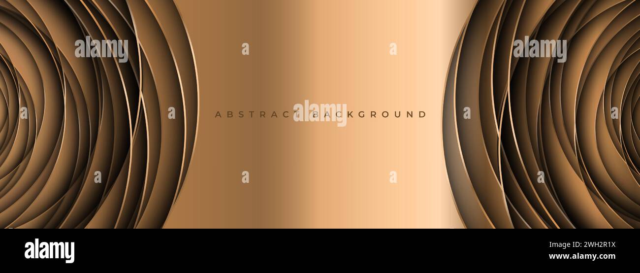 Golden circles with shadow on a gold wide background. Luxury abstract ...