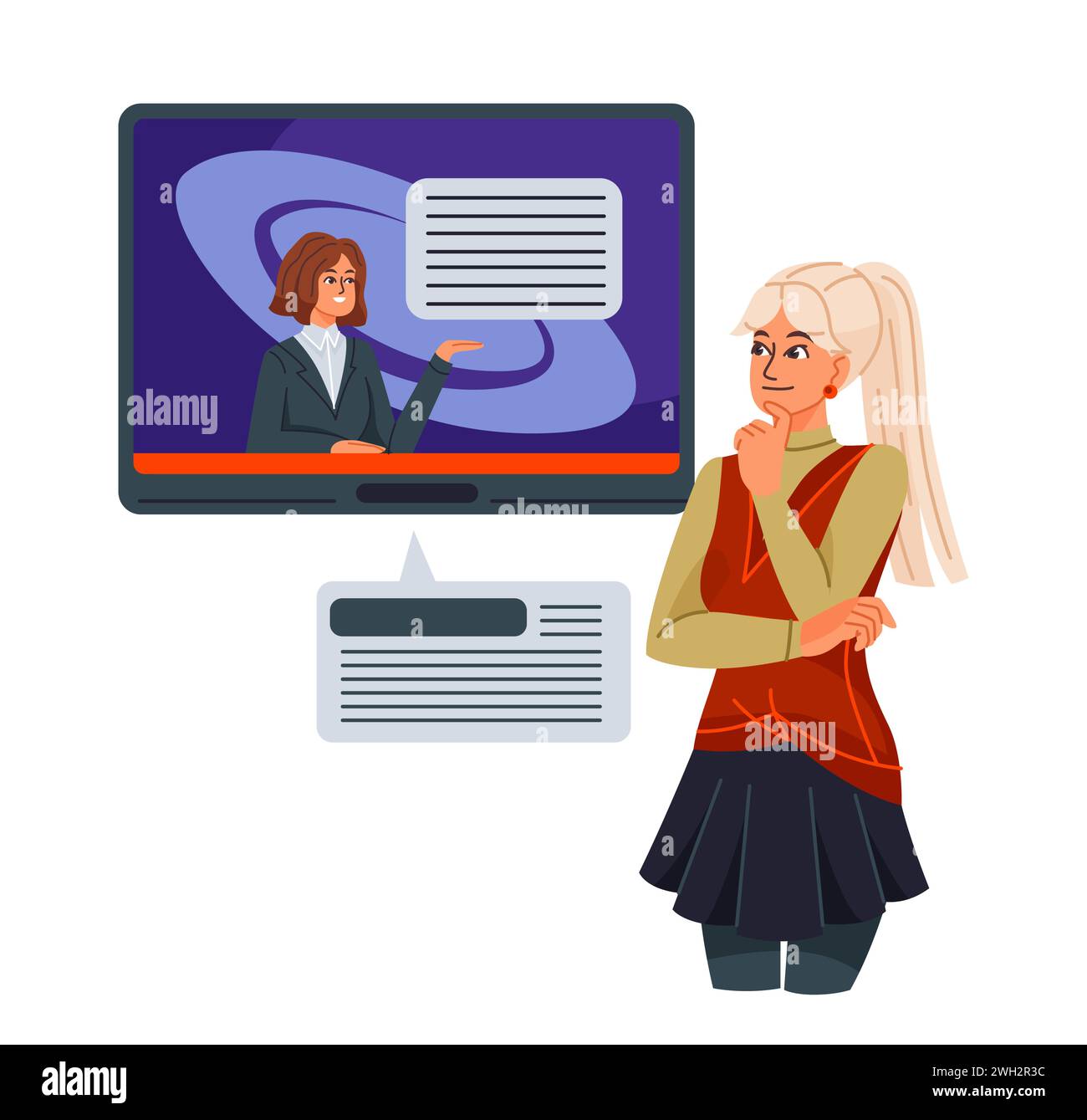 Woman reading newspaper vector Cut Out Stock Images & Pictures - Alamy