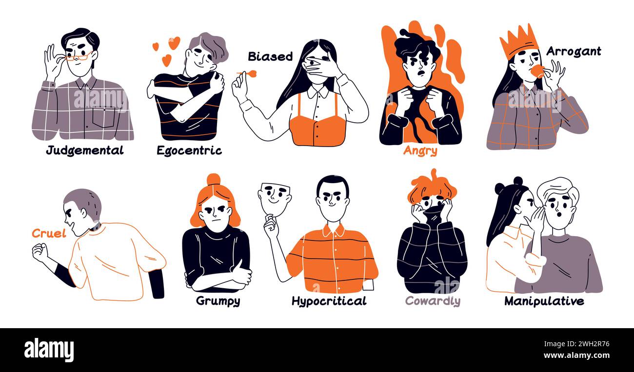 Vector Set Of Negative Personality Traits Stock Vector Image Art Alamy Vector Set Of Negative Personality Traits Stock Vector Image Art Alamy