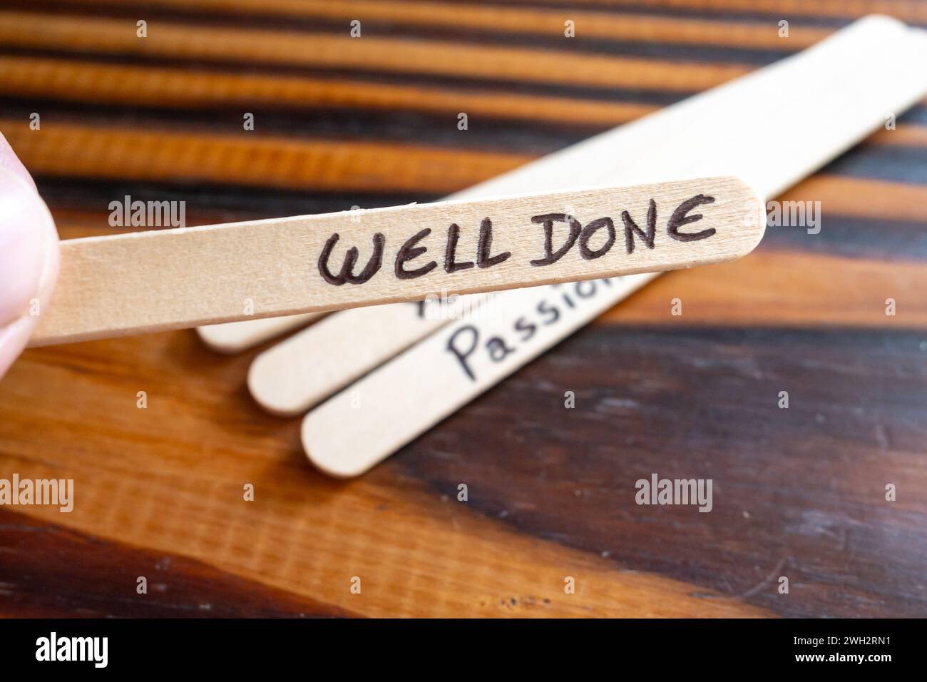 Ice cream stick with the word well done. Good job concept Stock Photo ...