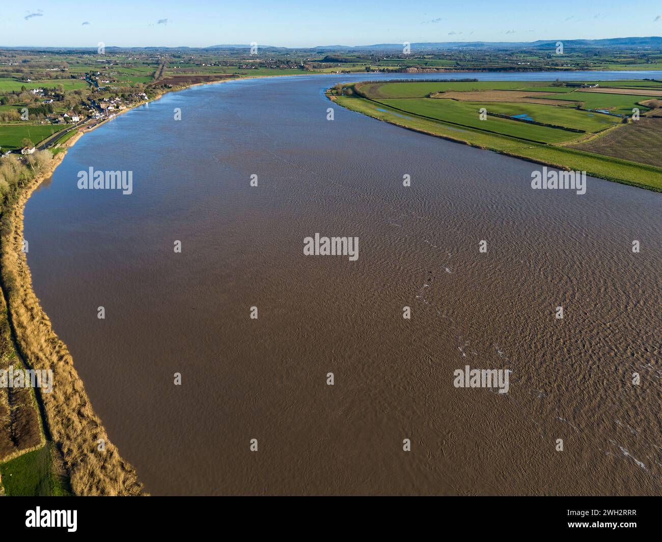 Newnham and the River Severn looking upstream toward Westbury ...