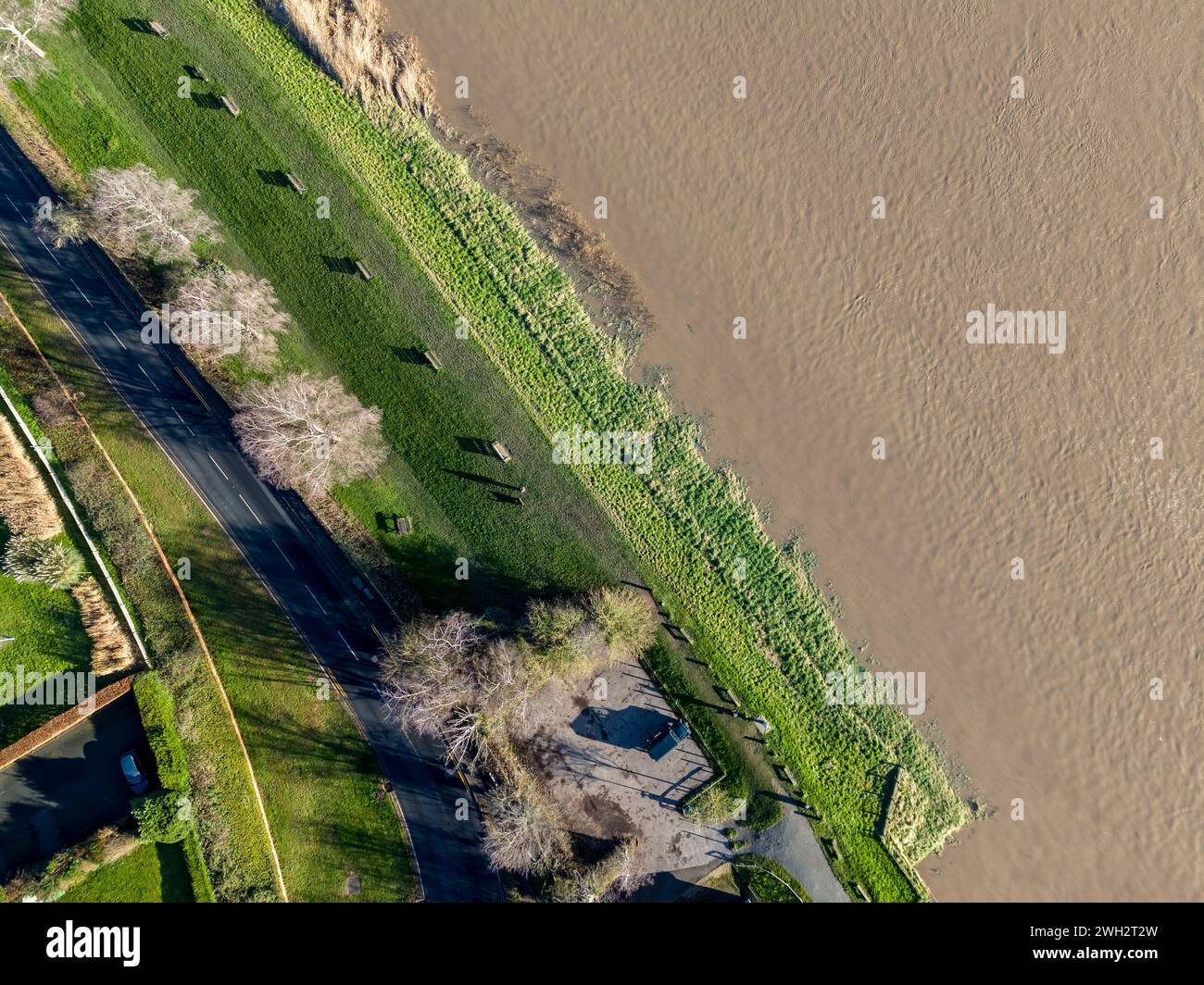 Flood defences and river wall at Newnham, Gloucestershire. UK Stock ...
