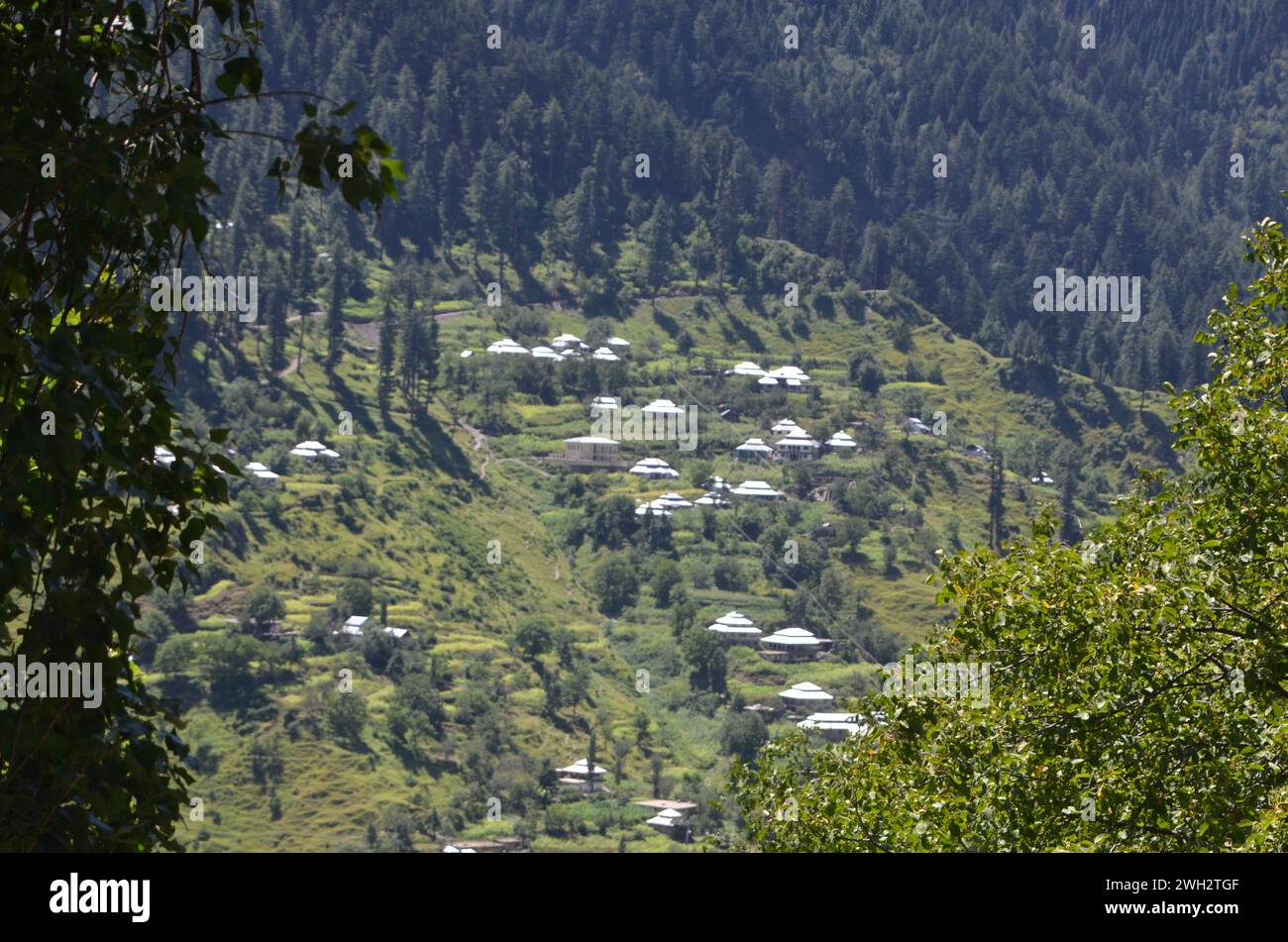 Village kamal ban kaghan balakot foggy weather photos Stock Photo - Alamy