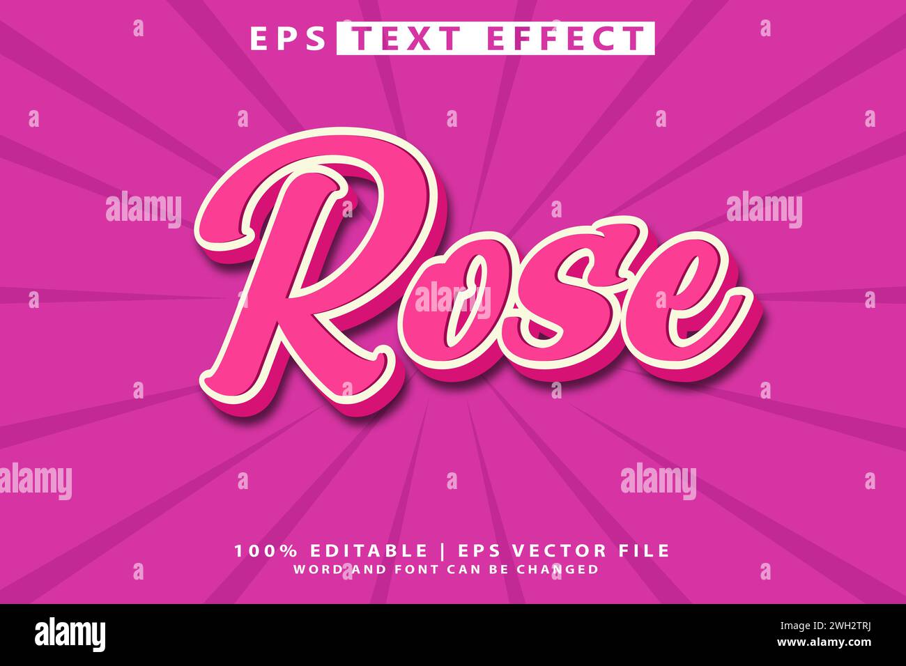 Editable text effect "rose" on a pink backdrop Stock Vector Image & Art ...