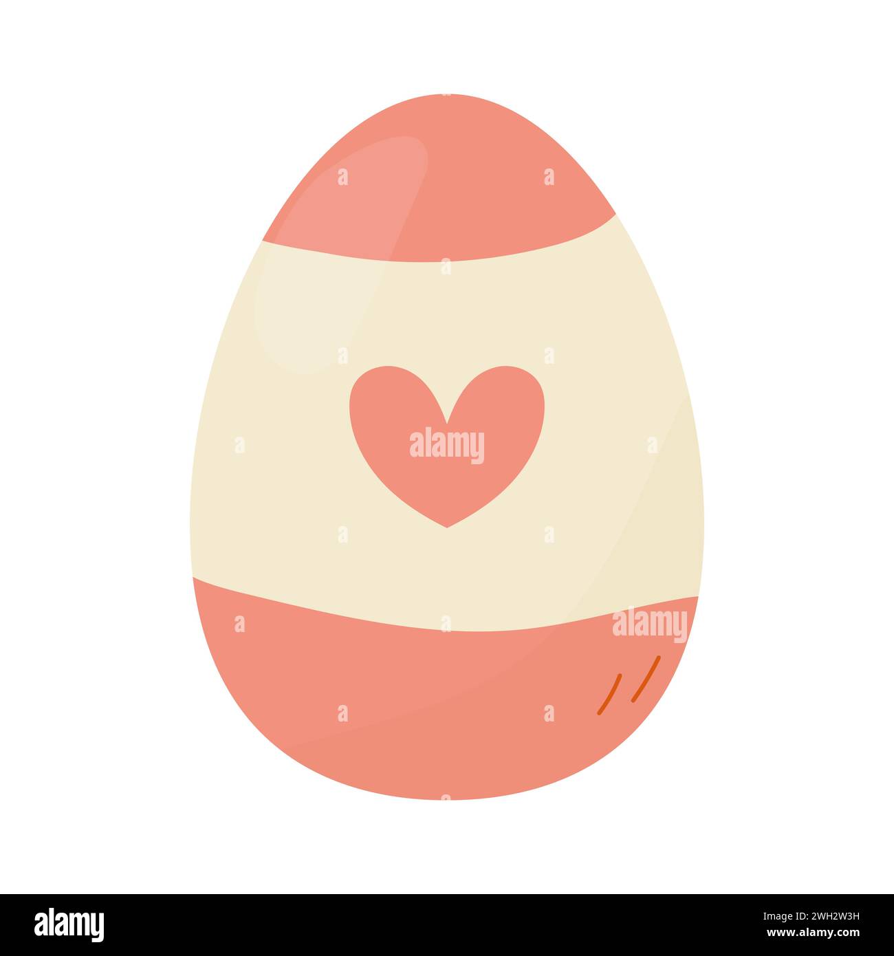 A cute easter egg, pink with a heart. On a white isolated background vector Stock Vector Image ...