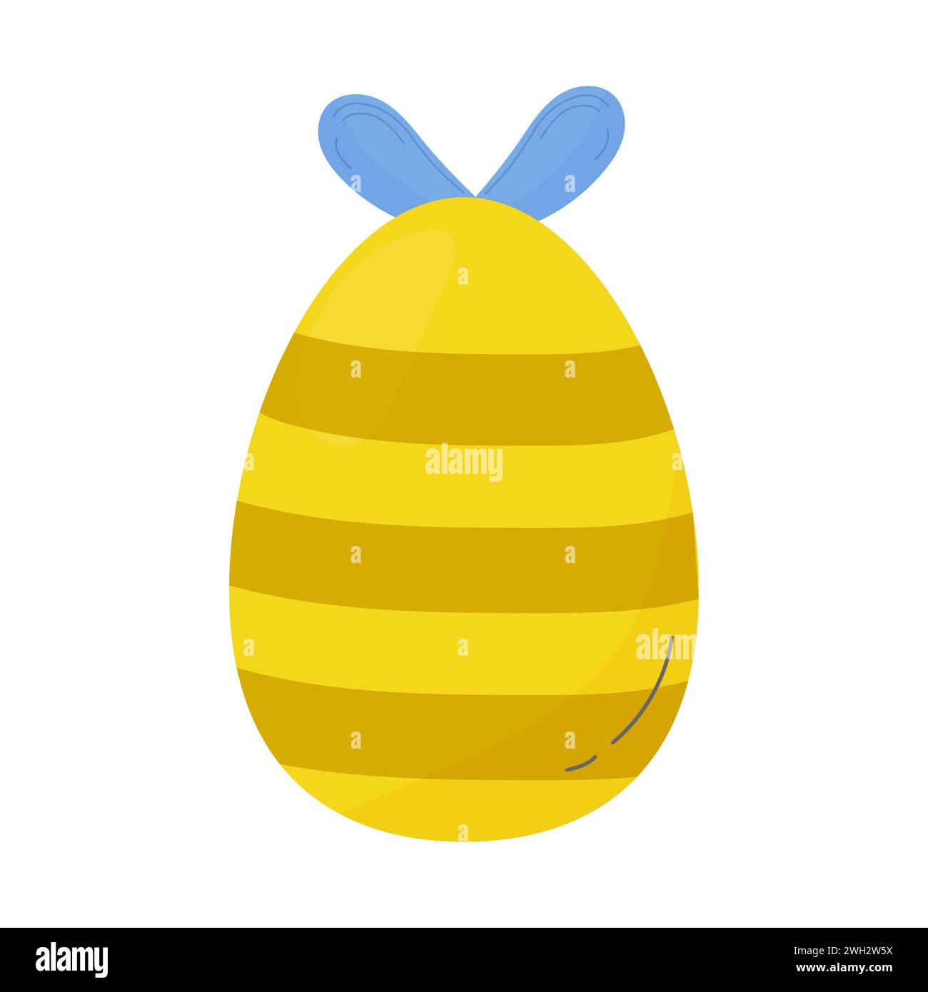 Cute Easter egg, in the shape of a wasp, bee with wings. On a white ...