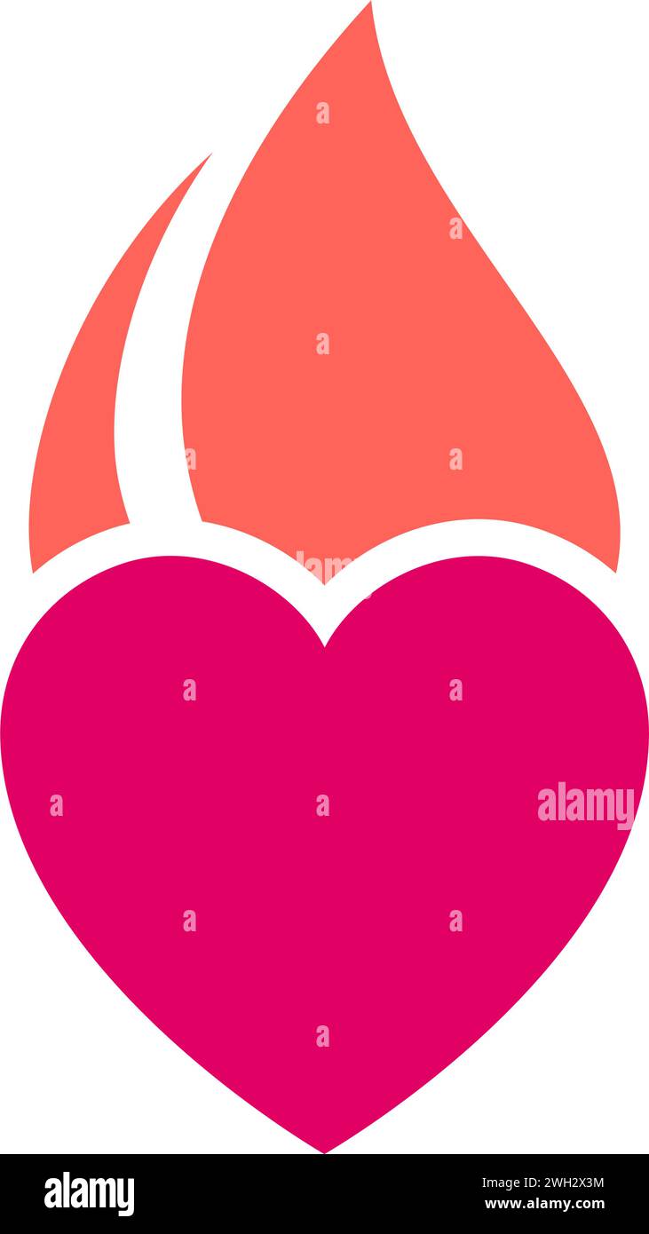Fire flame icon, hot pink heart symbol, vector illustration Stock ...